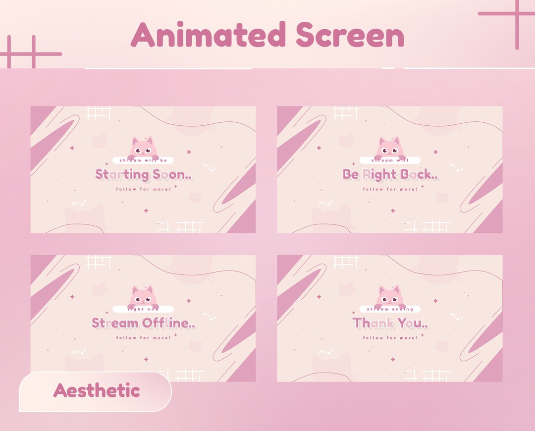 Gatito Animated Screen Package/stream Overlay/transition/panels/cute ...