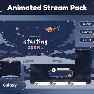 Galaxia Animated Stream Package/dark Blue Theme/twitch Set/panels/calm ...