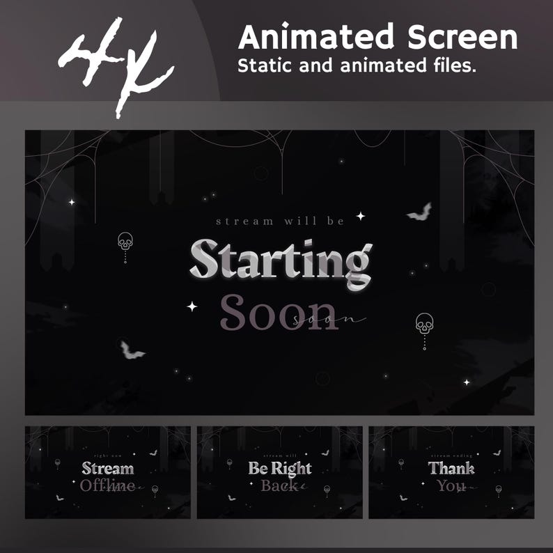 Spooky Dark Animated Stream Screens | Gothic Horror Overlays (digital ...