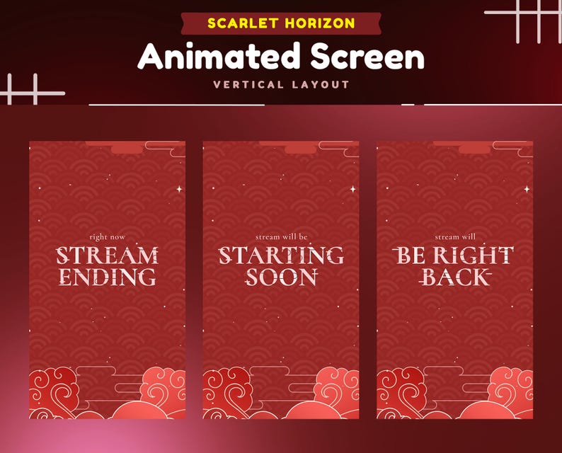 Scarlet Horizon Animated Stream Screen Package for Twitch/red and Gold ...