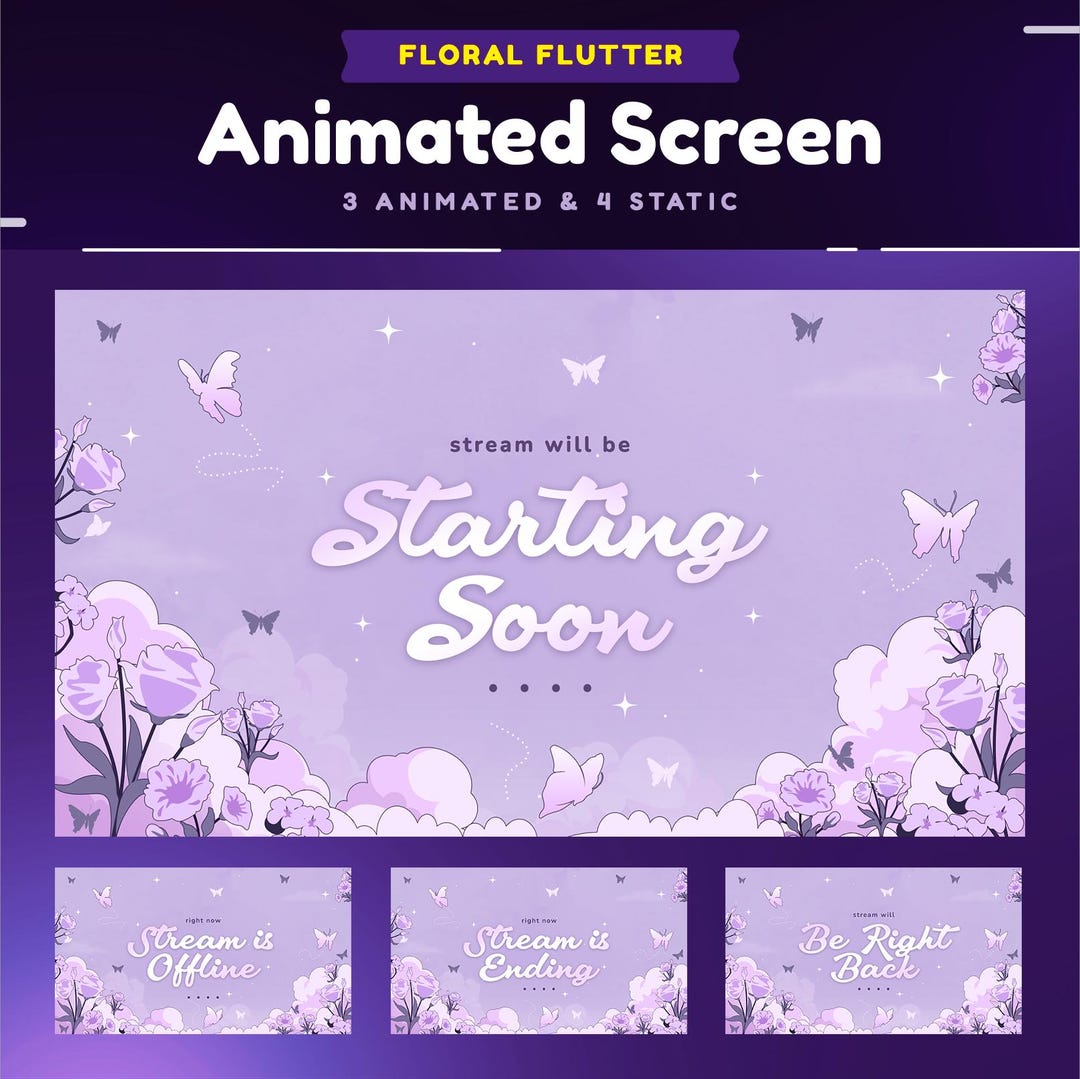 Floral Flutter Animated Stream Screen Package for Twitch, Kick and ...