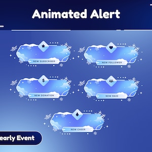 Snow Icicle Scape Animated Stream Alerts for Twitch,youtube/merry Christmas/transition/alert ...