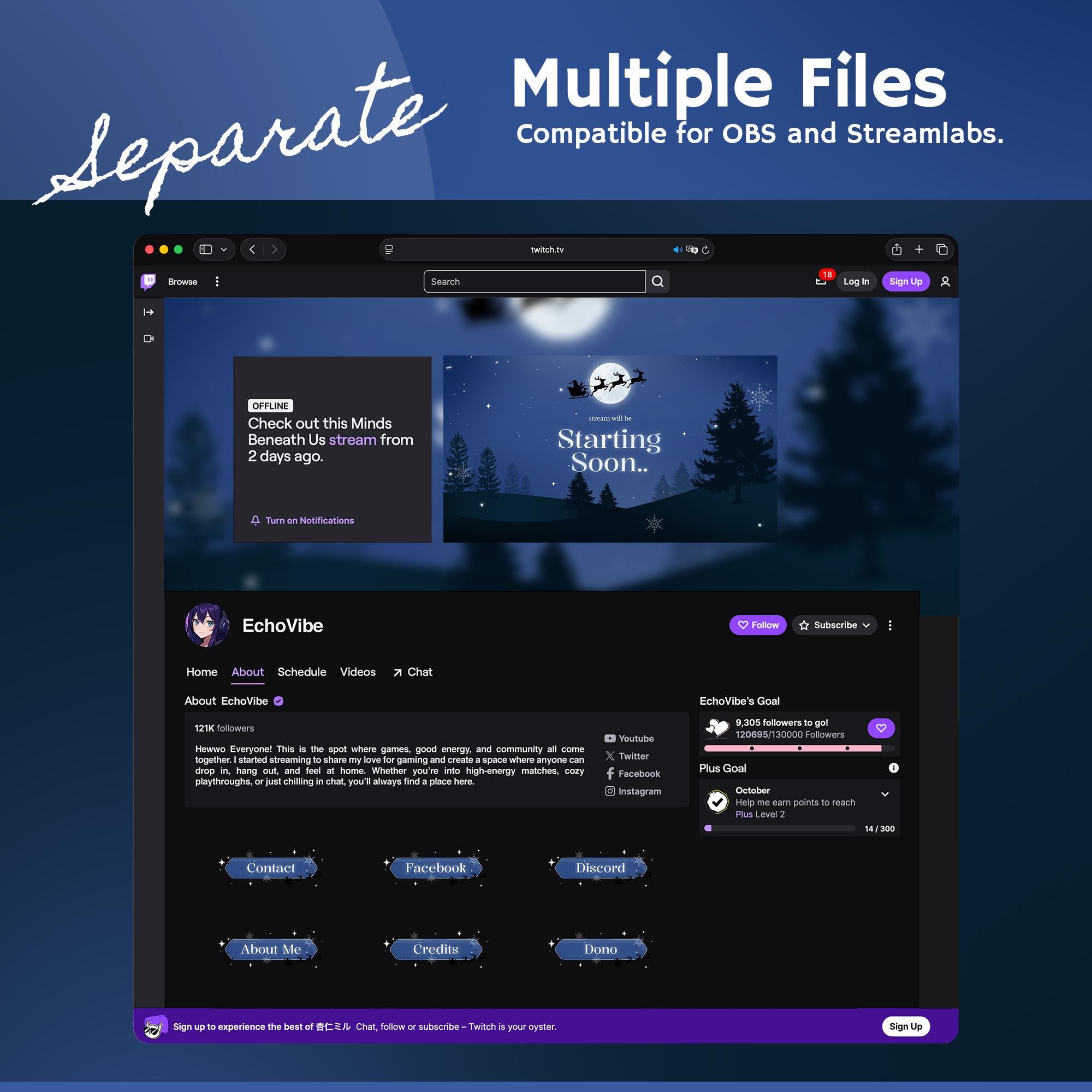 Animated Shining Christmas Stream Pack: Midnight Blue Winter Forest ...