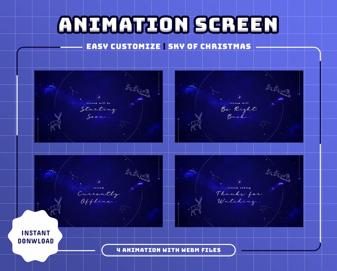 Christmas Sky Animated Stream Screens, Santa Overlay (digital Download ...