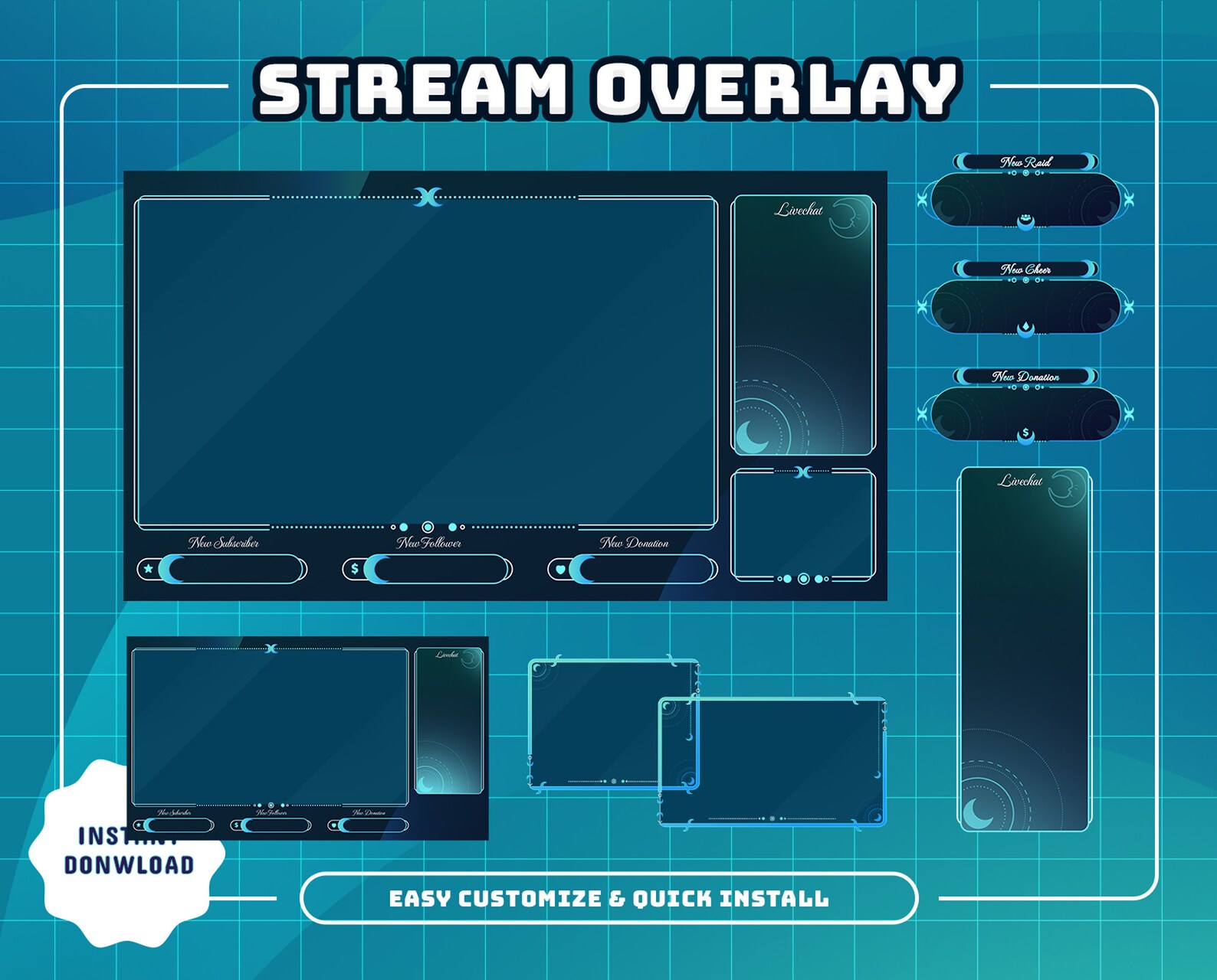 Blessed Moon Animated Stream Package/transition/stream Overlay/panels ...