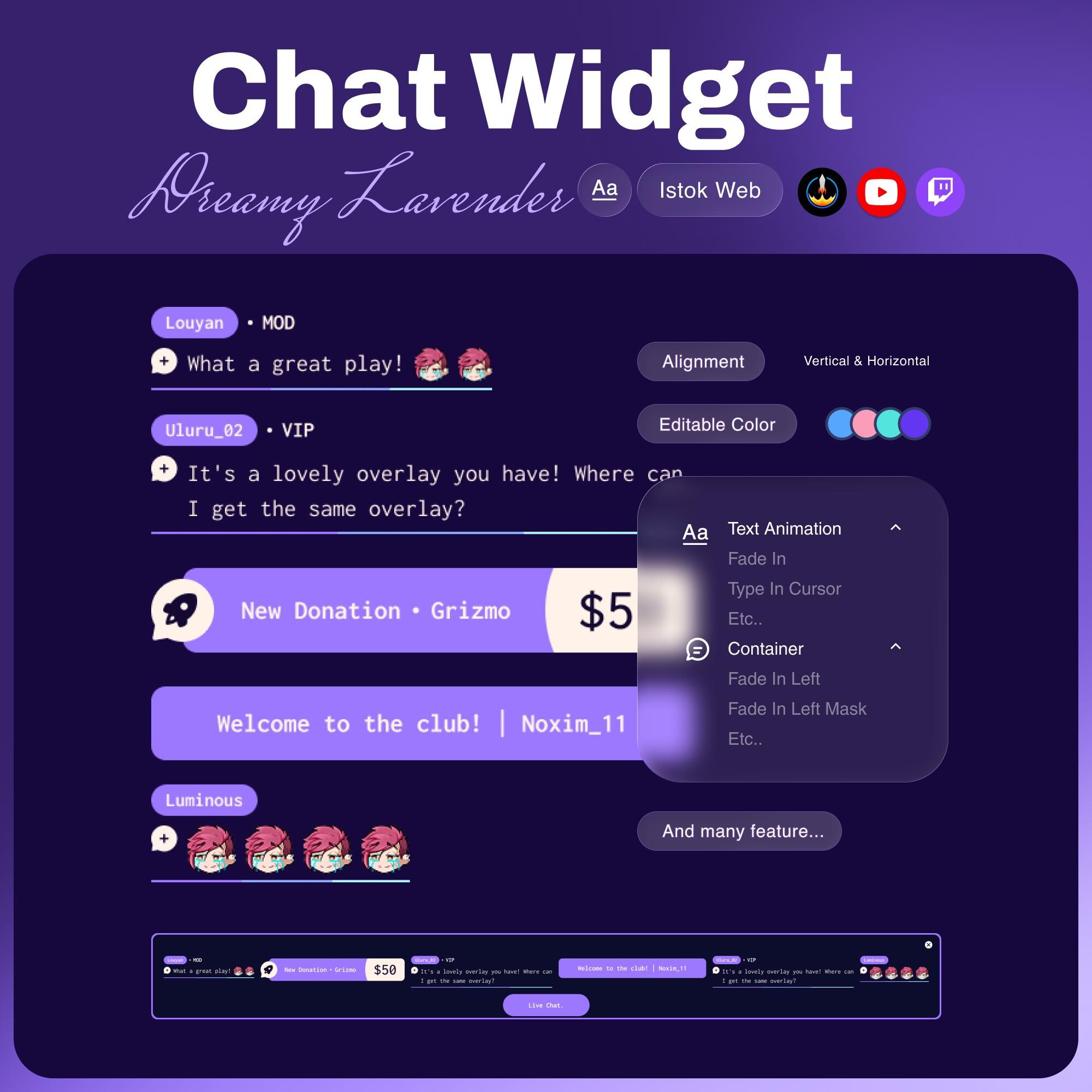 Dreamy Lavender Chat Widget | Soft Purple | Animated & Customizable ...