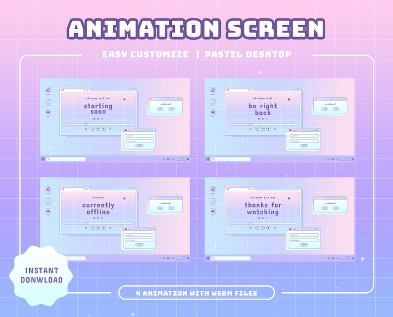 Pastel Desktop Animated Stream Screen/stream Overlay/transition/panels ...