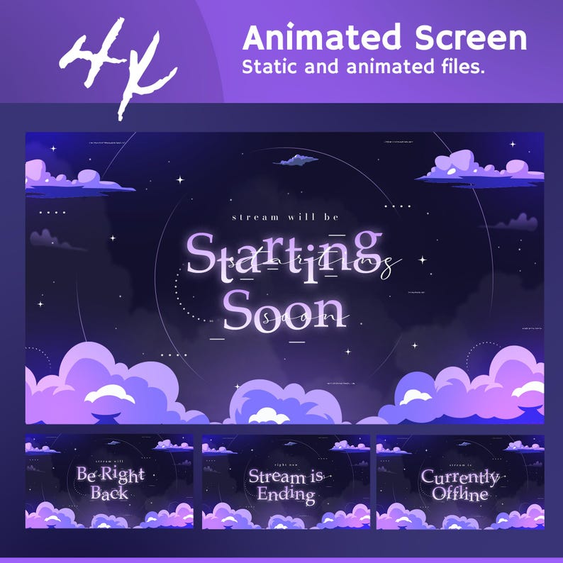 Animated Dusky Fogplum Stream Pack: Aesthetic Clouds Design for Tiktok ...