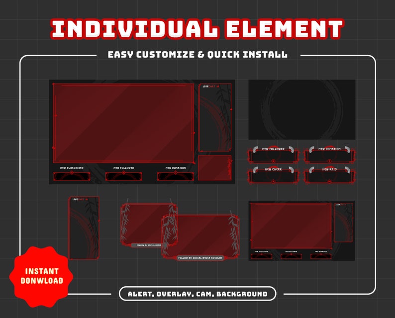 Hisashi Animated Stream Package/stream Overlay/japanese Theme ...