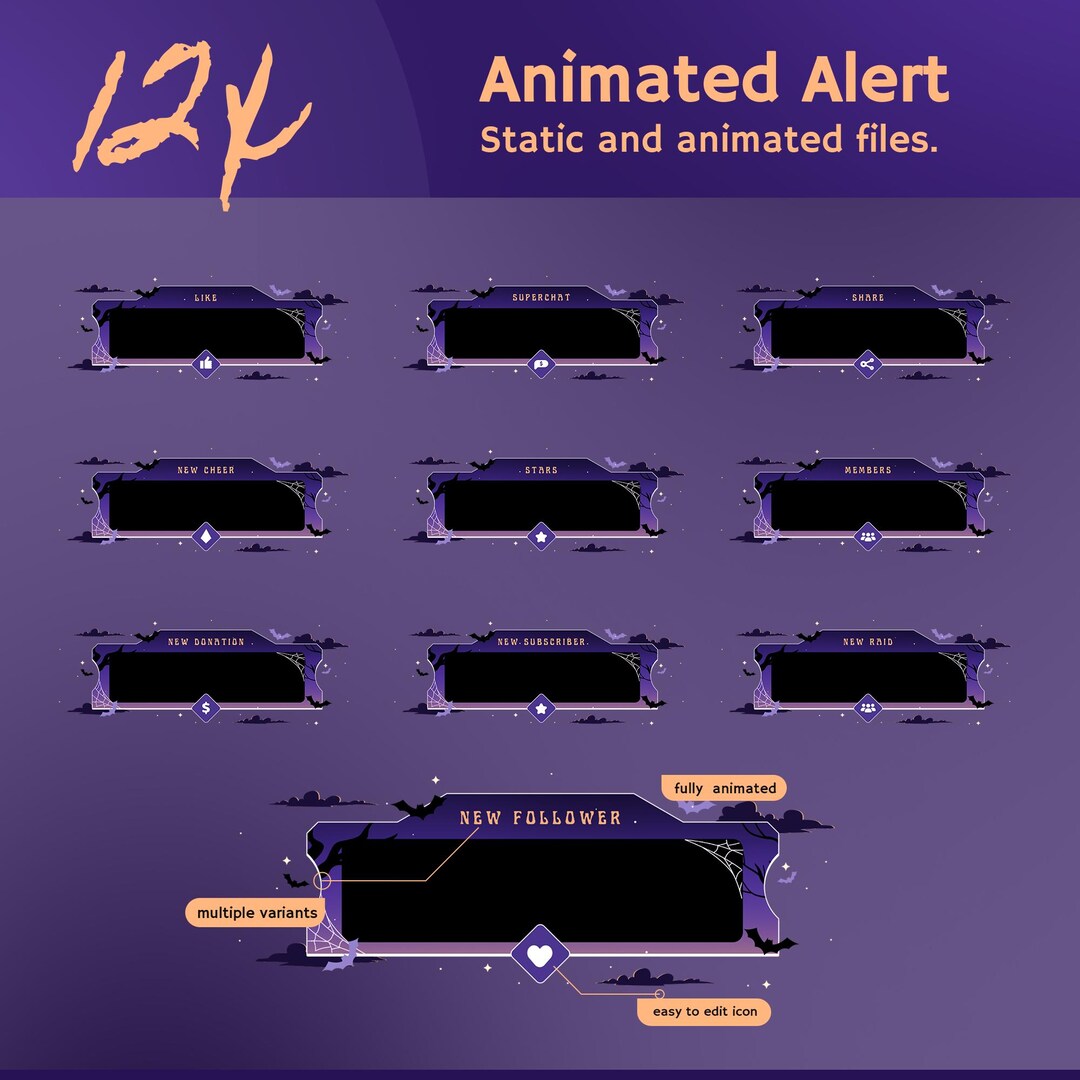 Animated Haunted Viogrove Stream Alerts: Spooky Purple Halloween Theme ...