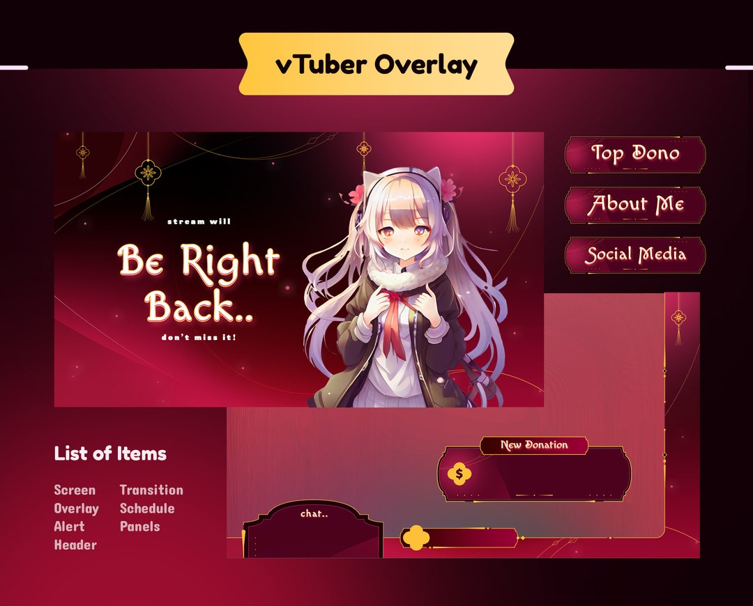 Aizen Vtuber Animated Stream Package/stream Overlay/transition/panels ...