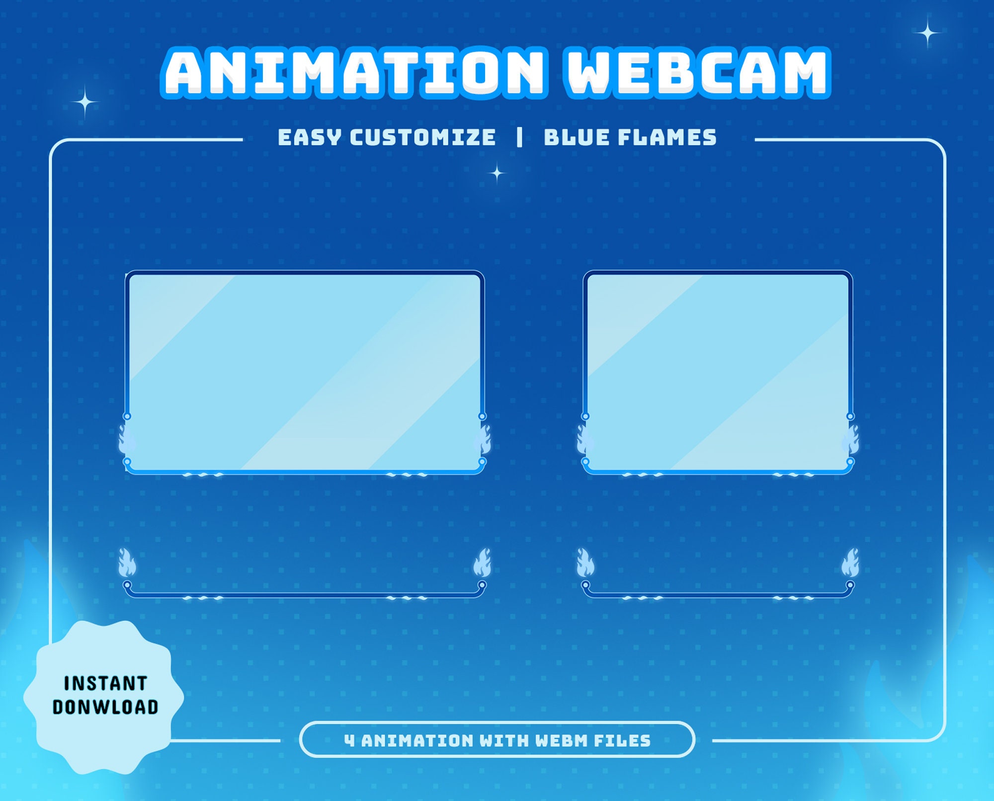 Fire Stream Package | Blue Flames Animated Overlay | Twitch Tiktok ...