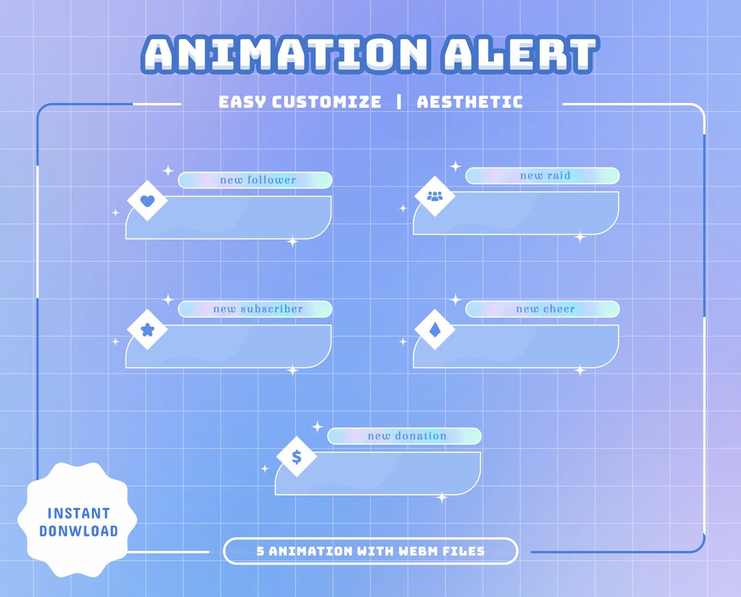 Cute Animated Stream Alerts, Transitions & Panels (webm) - Etsy