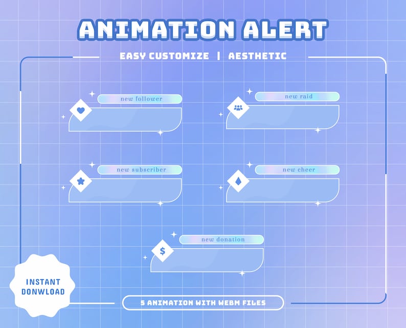 Cute Animated Stream Alerts, Transitions & Panels (webm) - Etsy