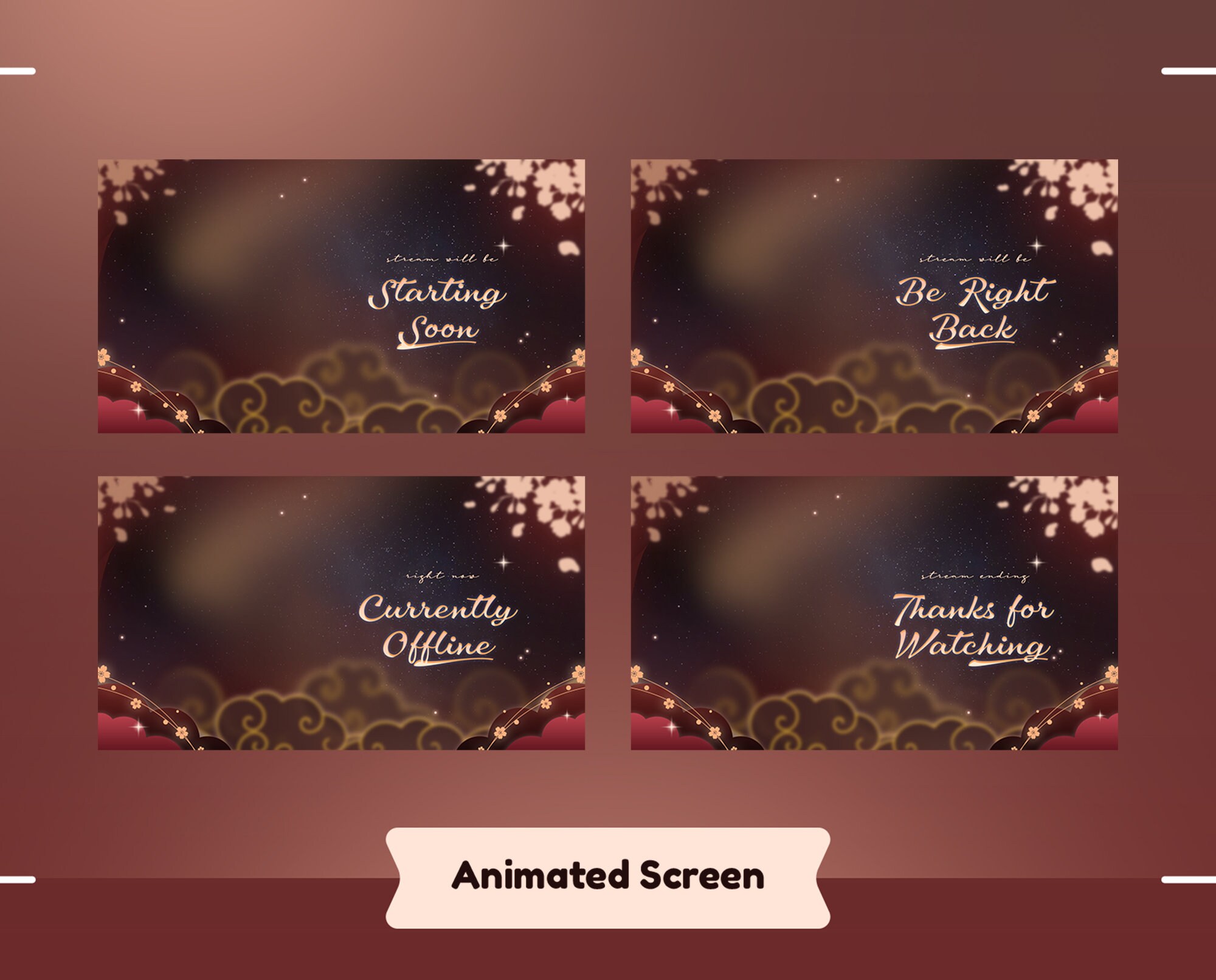 Glamour Vtuber Animated Stream Screens: Red Chinese Theme - Etsy