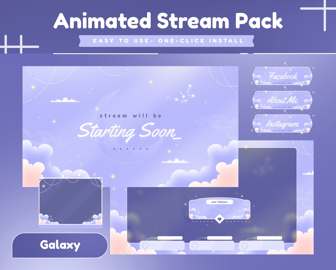 Delicate Animated Stream Package/galaxy/twitch Set/panel/stinger ...