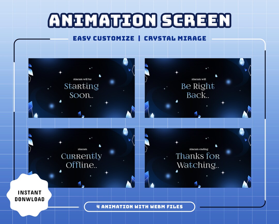 Crystal Mirage Animated Stream Screen/transition/stream Overlay/panels ...
