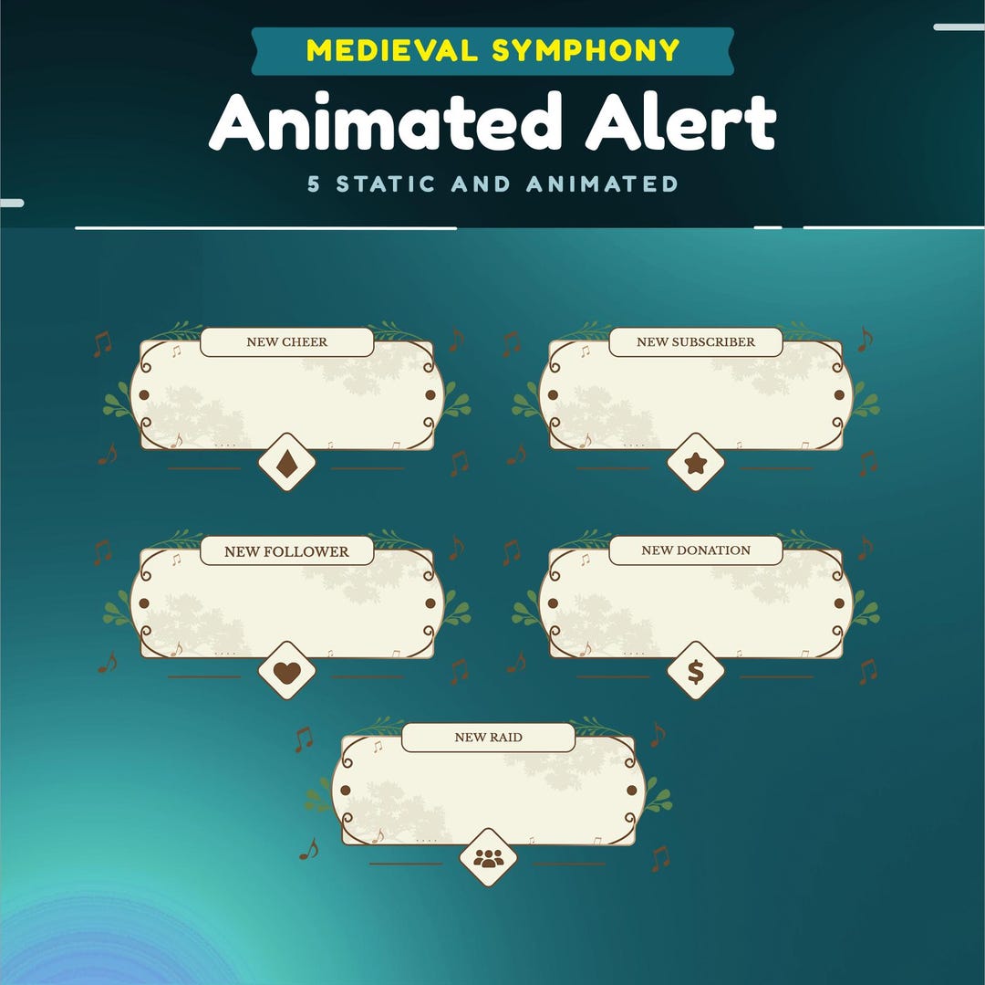 Medieval Symphony Animated Stream Alert Package for Twitch/cream and ...