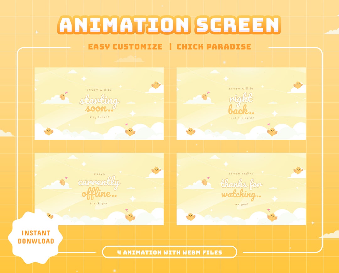 Chick Paradise Animated Stream Screens, Cozy Overlay (webm) - Etsy