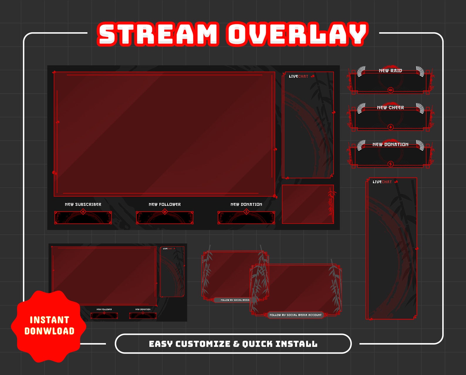Hisashi Animated Stream Package/stream Overlay/japanese Theme ...