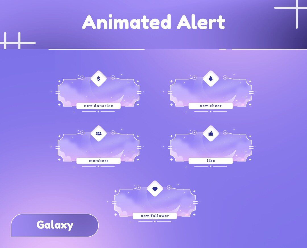 Silver Moon Animated Alert Package/cosmic/celestial/twitch Overlay ...