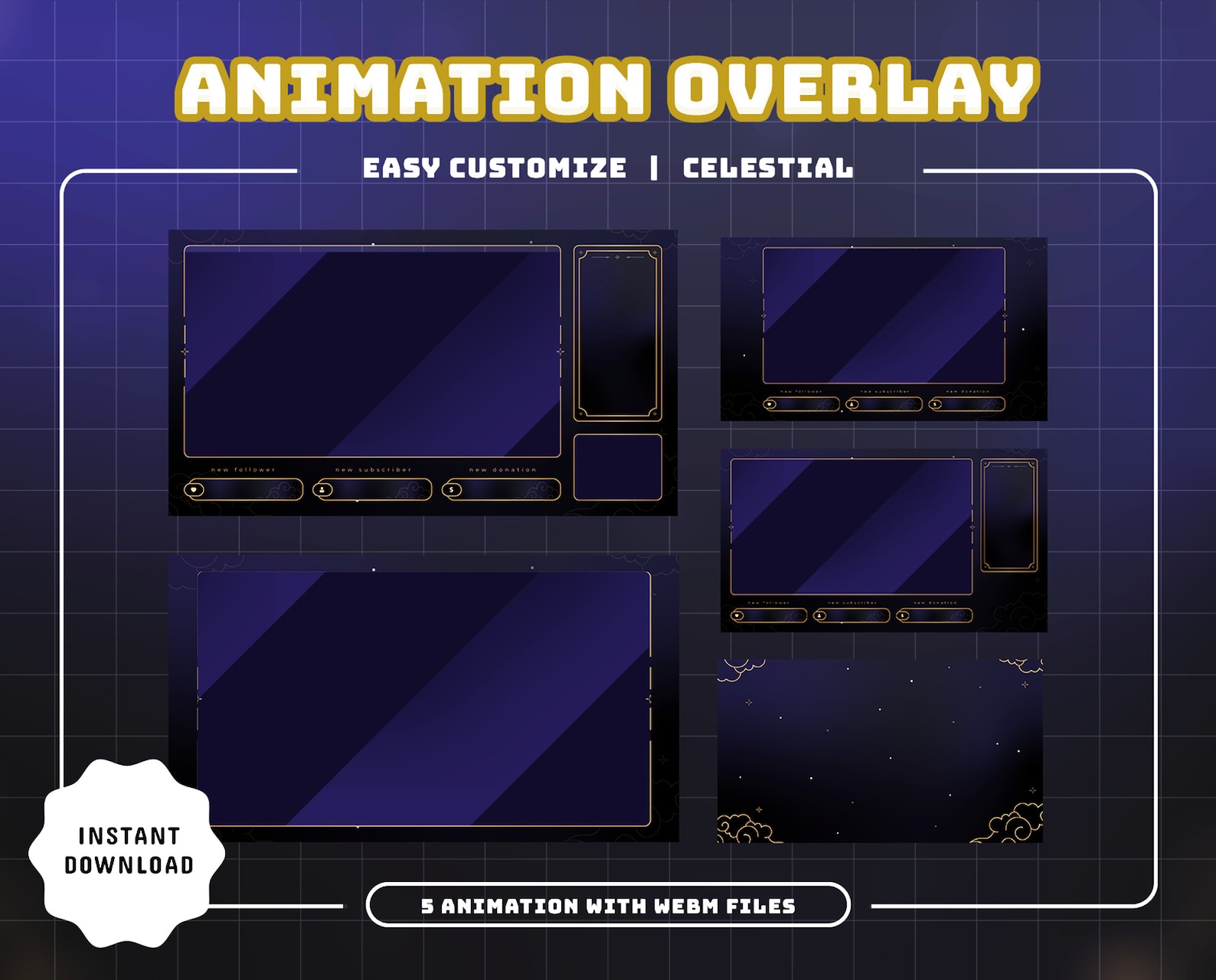 Celestial Animated Stream Package/dark Blue Theme/twitch - Etsy