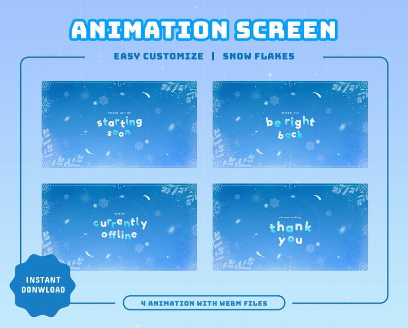 Snow Flakes Animated Stream Package/stream Overlay/snow Theme/cute ...