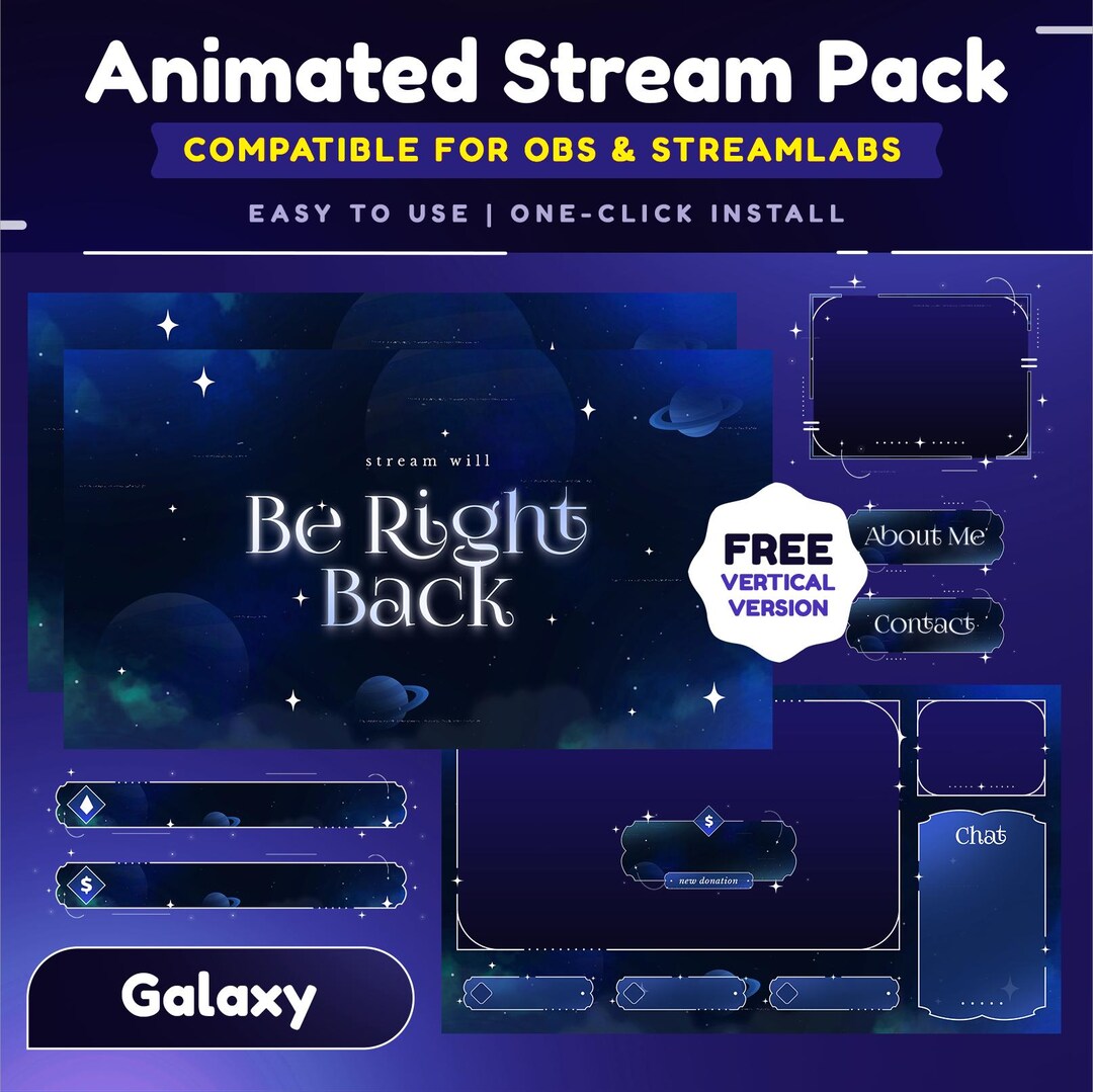 Stellar Dream Animated Stream Overlay Package for Twitch/escape ...