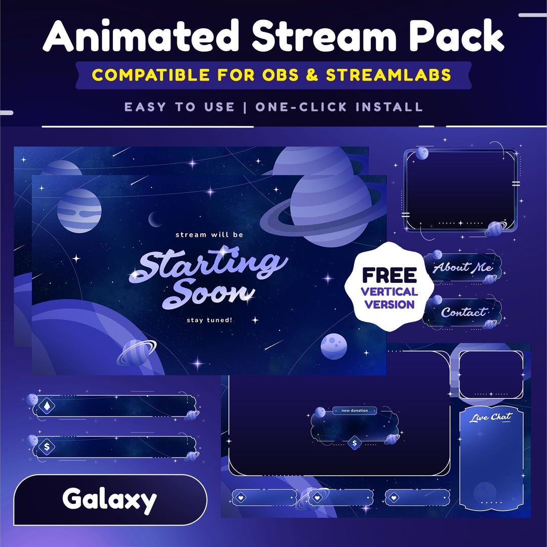Pixie Planet Animated Stream Overlay Package/stream Overlay/vertical Stream for Tiktok/galaxy ...