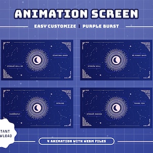Purple Burst Animated Screen Package/stream Overlay/transition/panel ...
