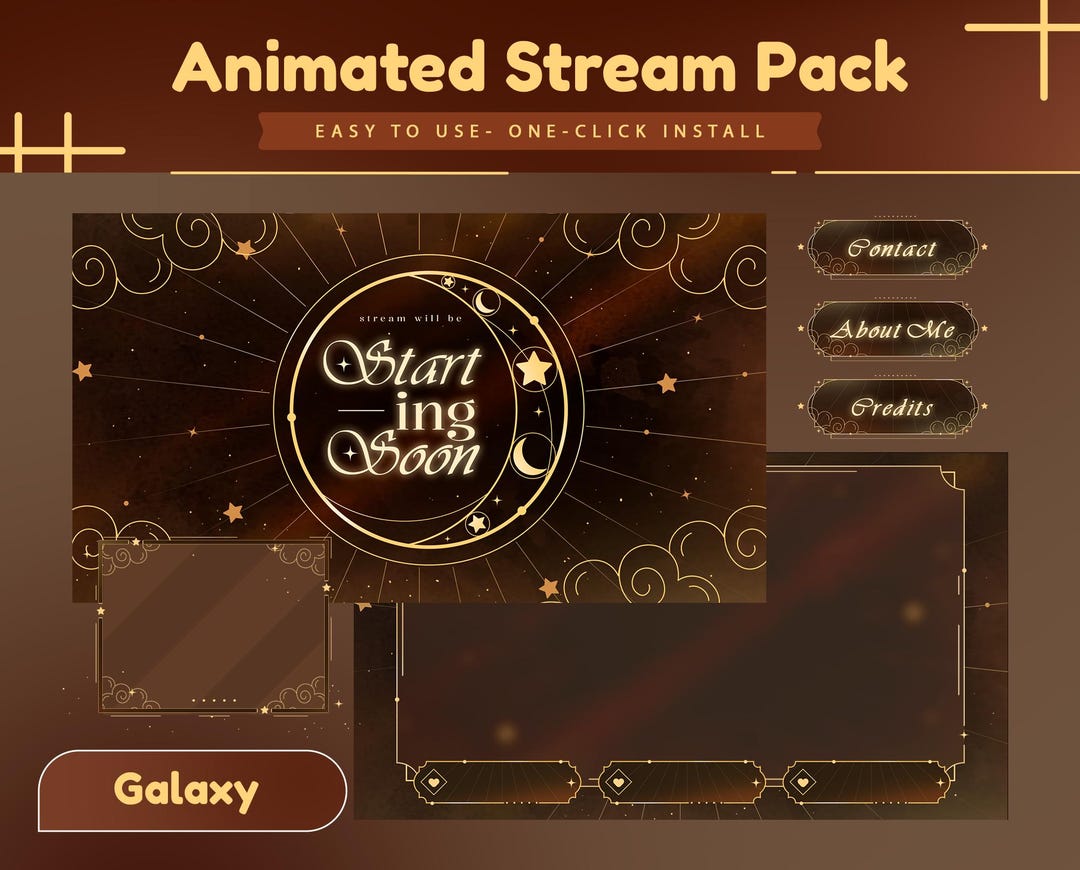 Incandescence Animated Stream Package/galaxy Theme/stream Overlay/gold ...
