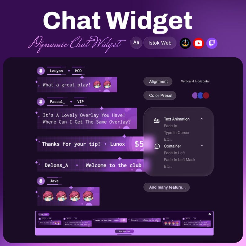 Dynamic Chat Widget | Glitch Cyberpunk UI | Twitch Youtube | Animated ...
