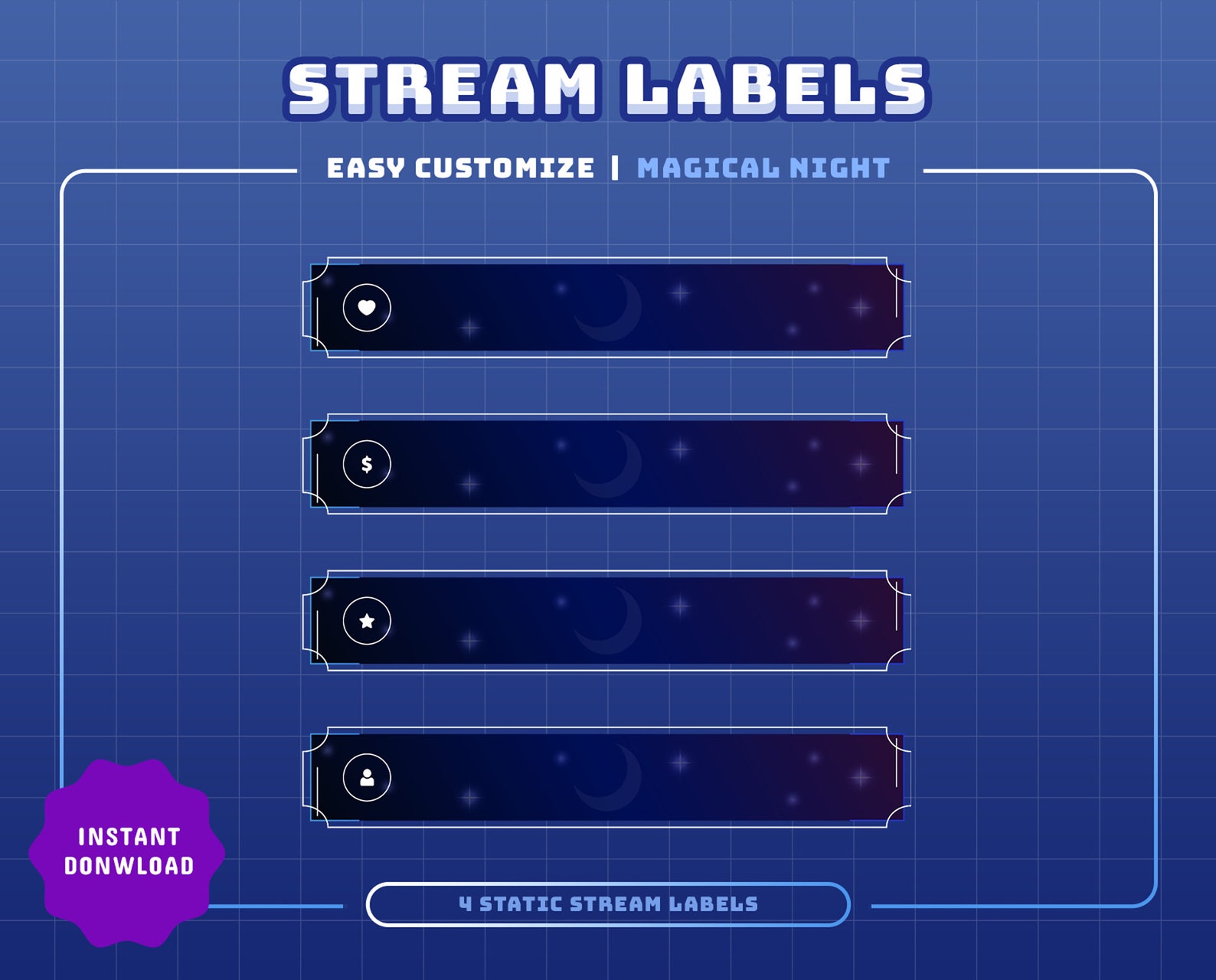 Magical Night Animated Stream Package/blue - Etsy