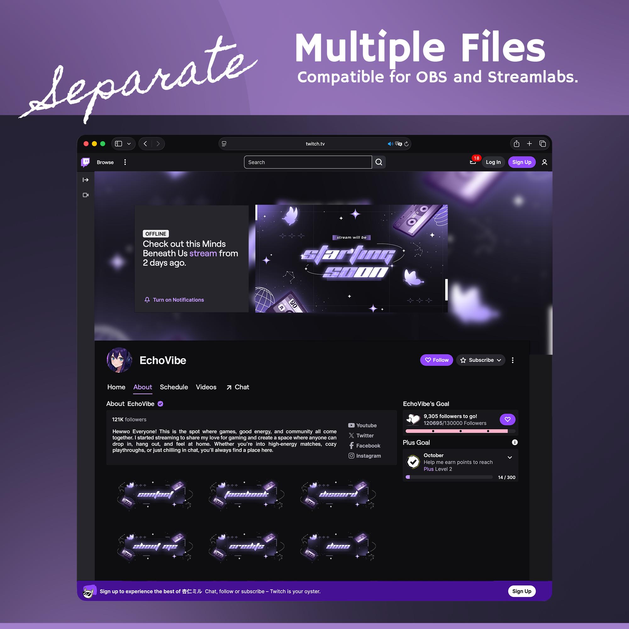 Animated Cosmic Song Stream Package: Aesthetic Purple Retro Cassette ...