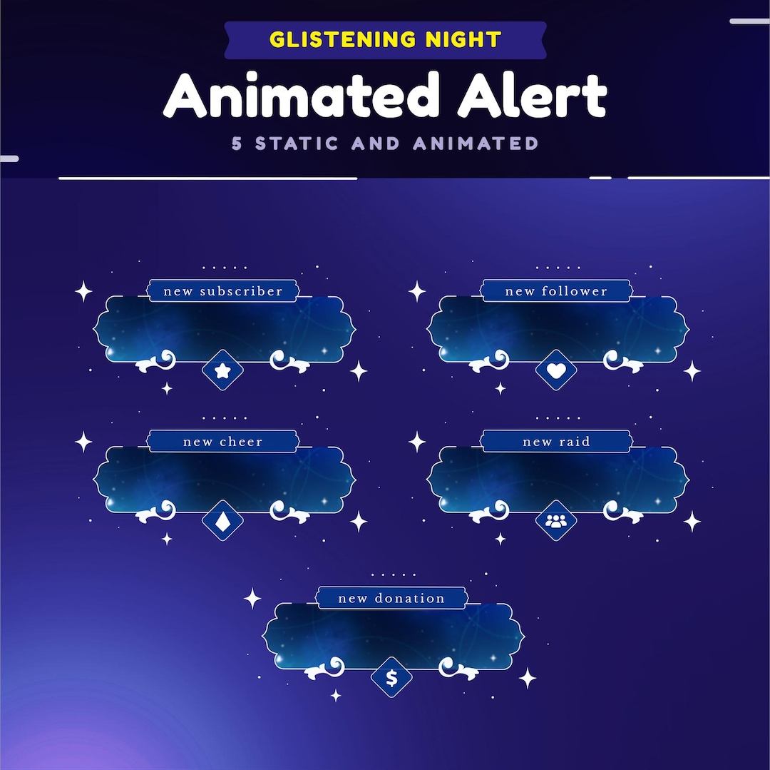 Glistening Night Animated Stream Alert Package for Twitch/butterfly at ...