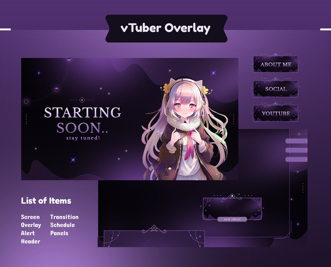 Countees Vtuber Animated Stream Package/transition/stream Overlay ...