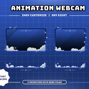 Animated Blue Lofi Sky Sight Stream Overlay Pack | Twitch Youtube ...