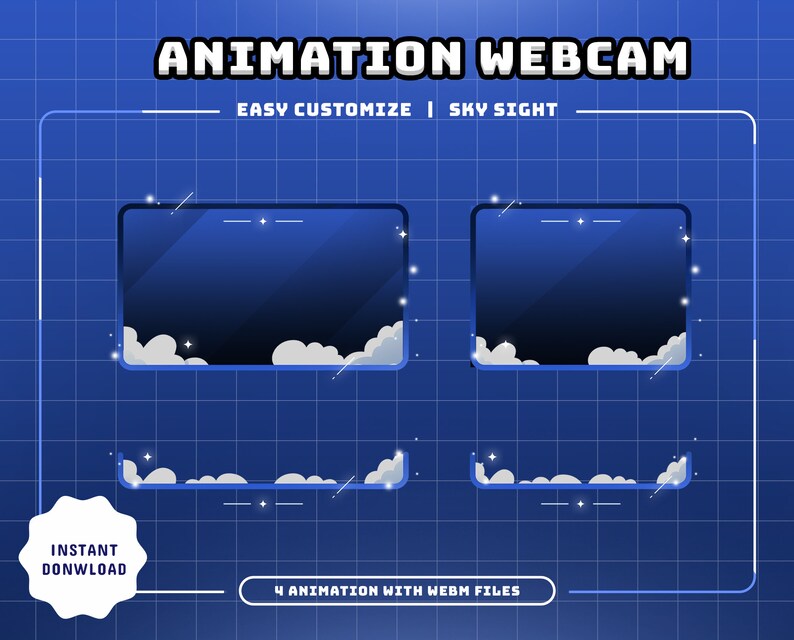 Sky Sight Animated Stream Package/dark Blue Theme/twitch Set/panels ...