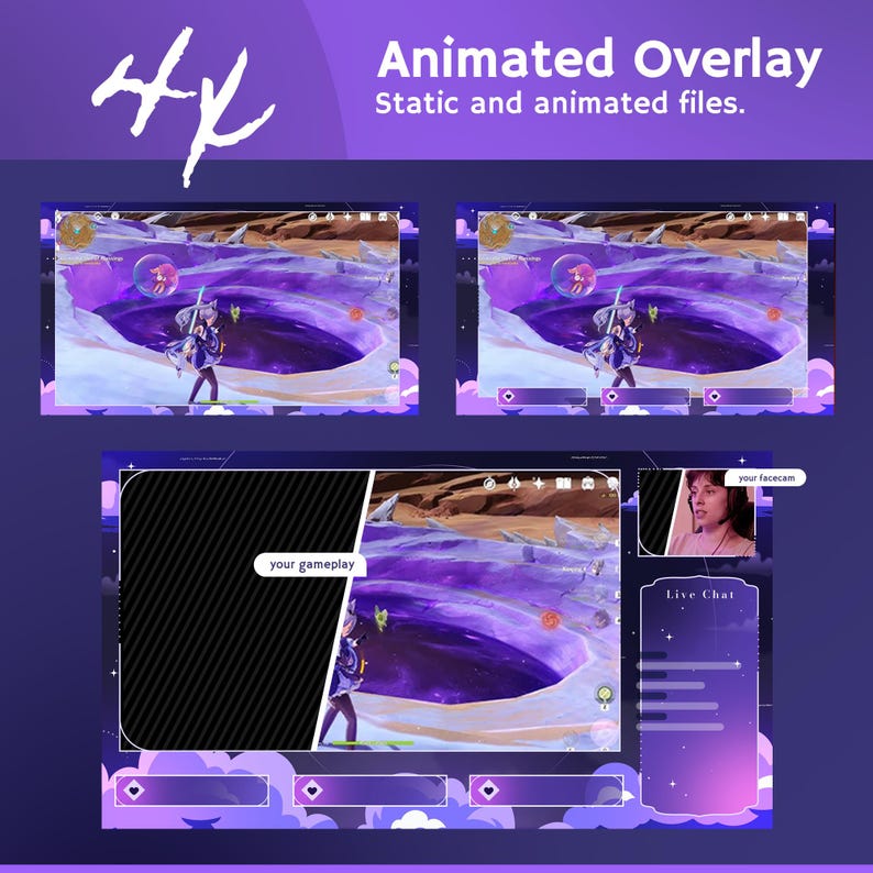 Animated Dusky Fogplum Stream Pack: Aesthetic Clouds Design for Tiktok ...