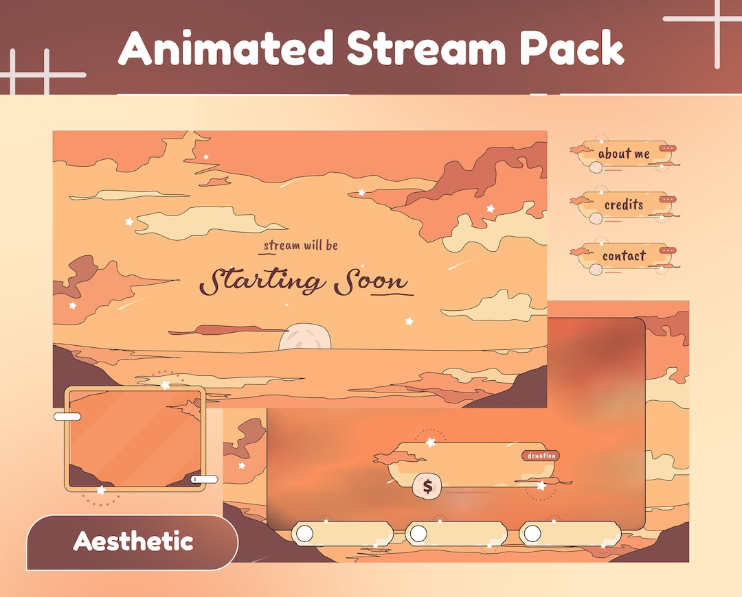 Sunset Animated Stream Package/transition/panels/girly/cute Theme ...