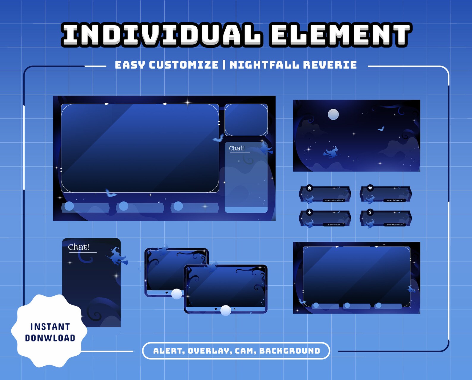 Nightfall Reverie Animated Stream Package/transition/stream Overlay ...