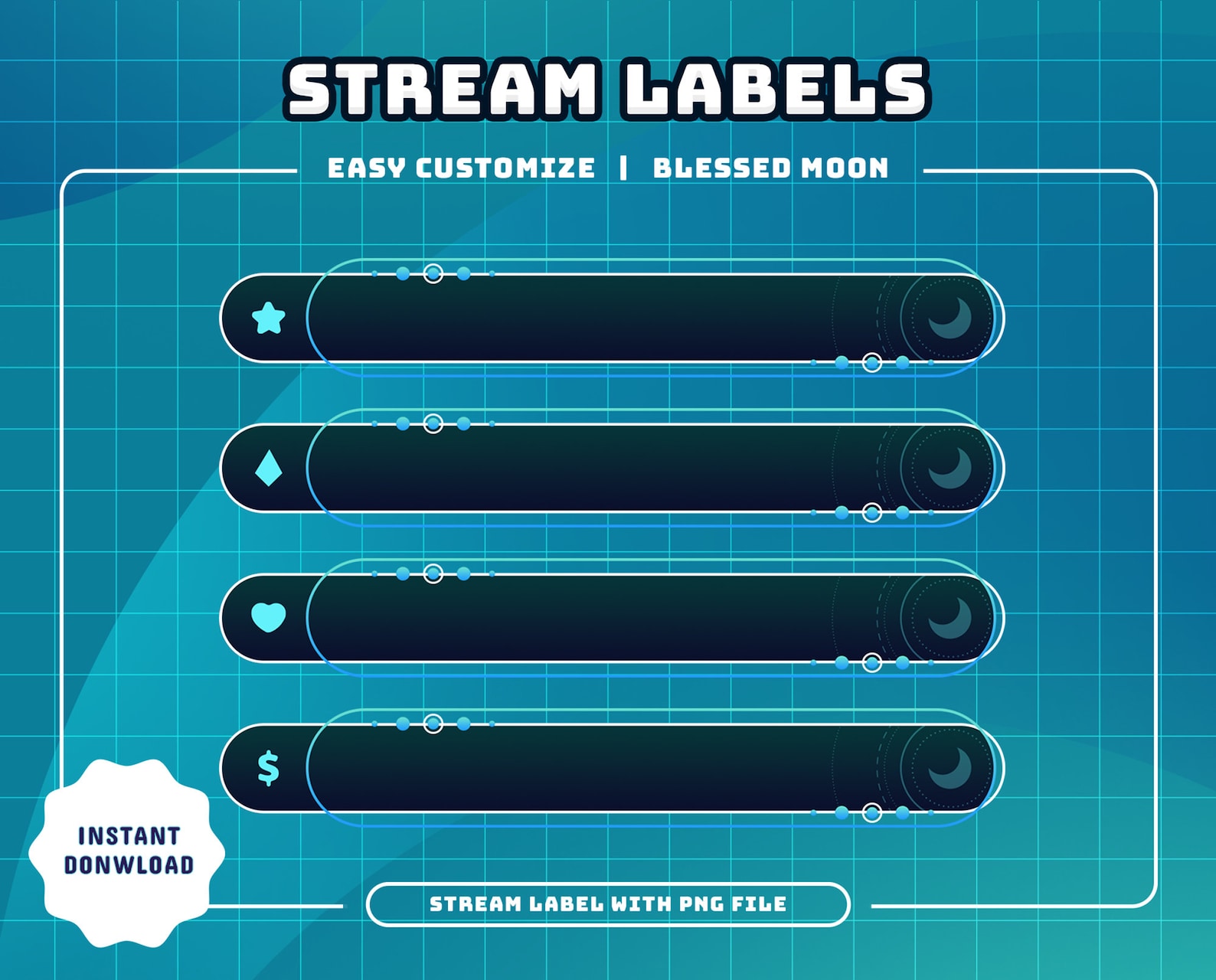 Blessed Moon Animated Stream Package/transition/stream Overlay/panels ...