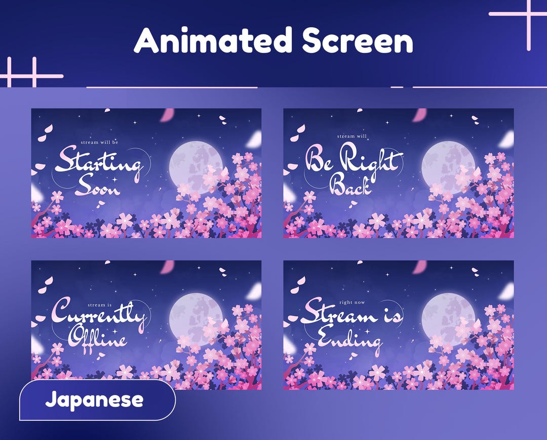 Moonbeam Blossom Animated Stream Screen/transition/stream Overlay/panels/calm/simple/aesthetic ...