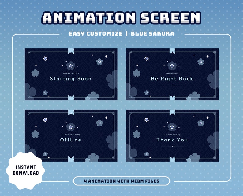 Blue Sakura Animated Stream Package/sakura/japanese Theme/stream ...