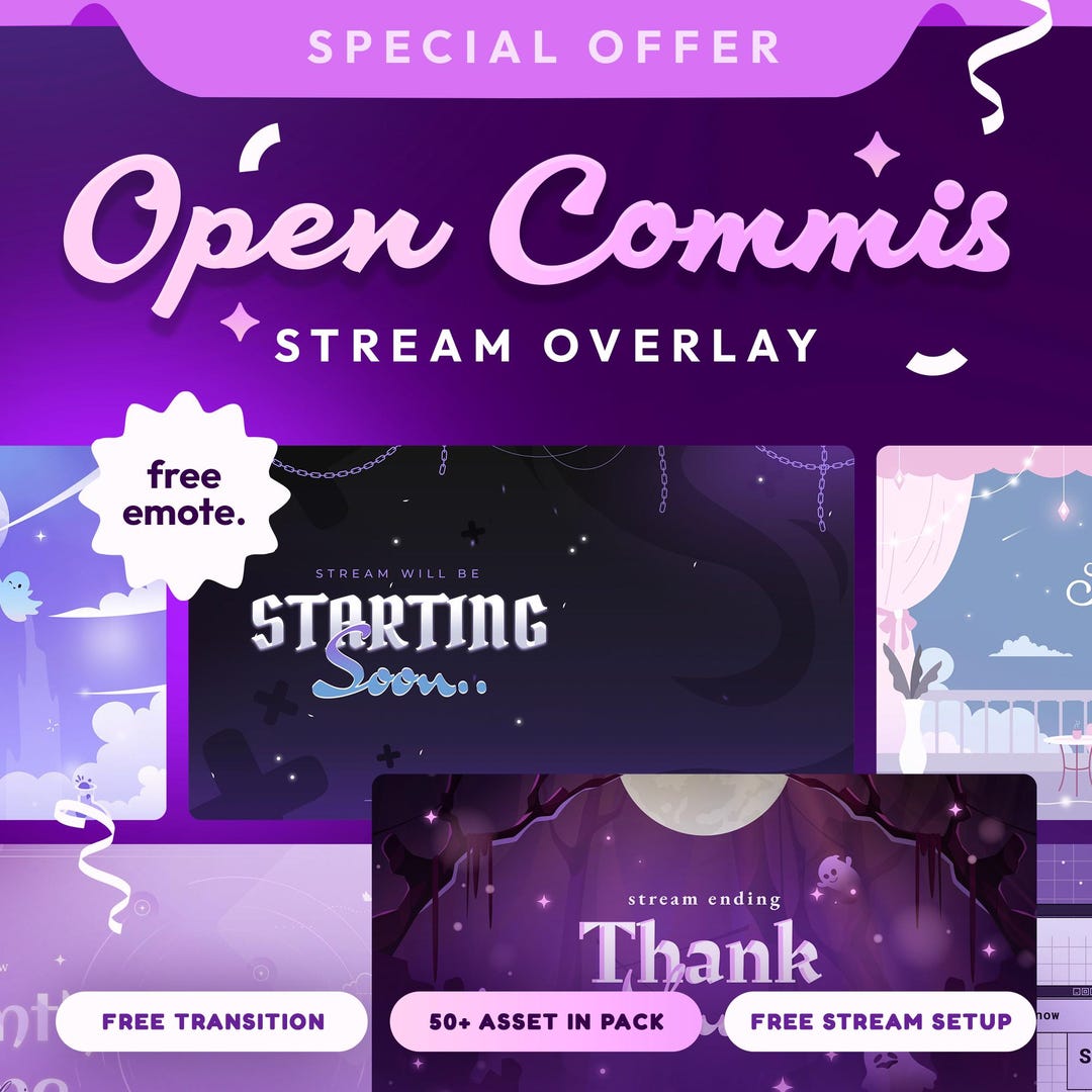 Commission Twitch Overlay for Streamer | Cozy Stream Overlay | Cute ...