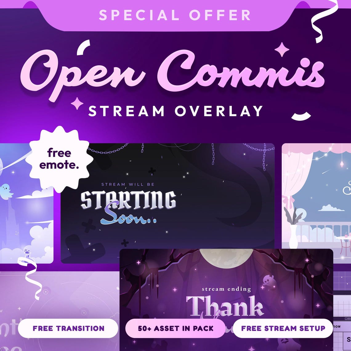 Commission Twitch Overlay for Streamer | Cozy Stream Overlay | Cute ...