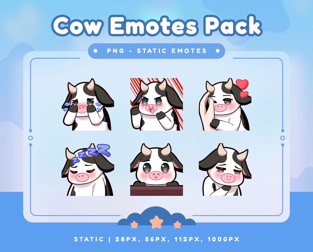 Cow Bundle Emotes Pack for Twitch, Discord, Youtube/emotes Bundle ...