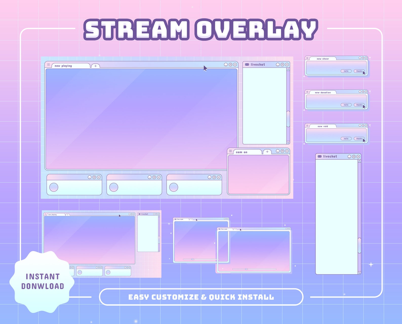 Pastel Desktop Animated Stream Package/stream Overlay/transition/panels ...
