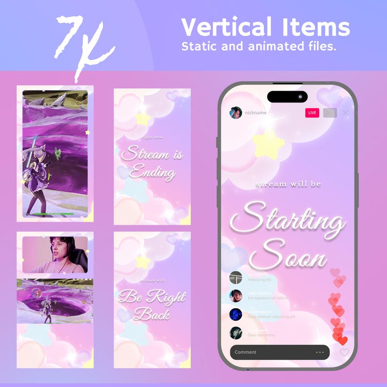 Animated Sugar Starfield Stream Pack: Kawaii Pastel Sky for Twitch and ...