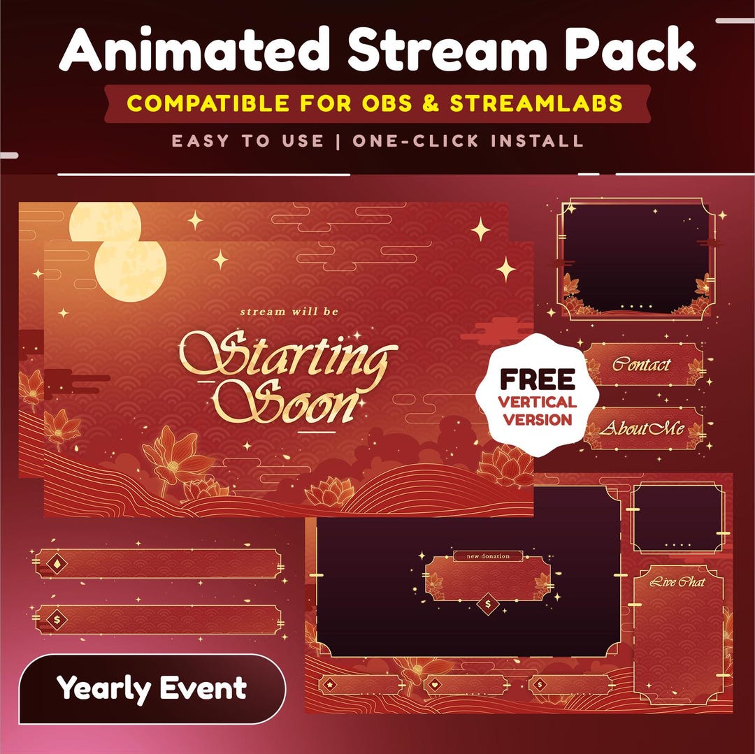The Lunar Realm Animated Stream Overlay Package for Twitch/hidden ...